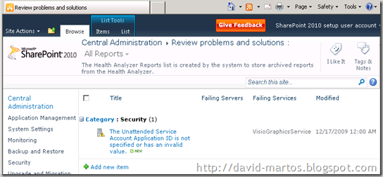 SharePoint Health Analyzer ~ David Martos' Blog